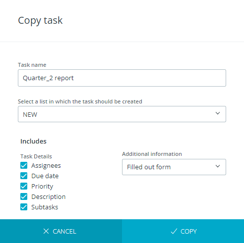 Copy tasks